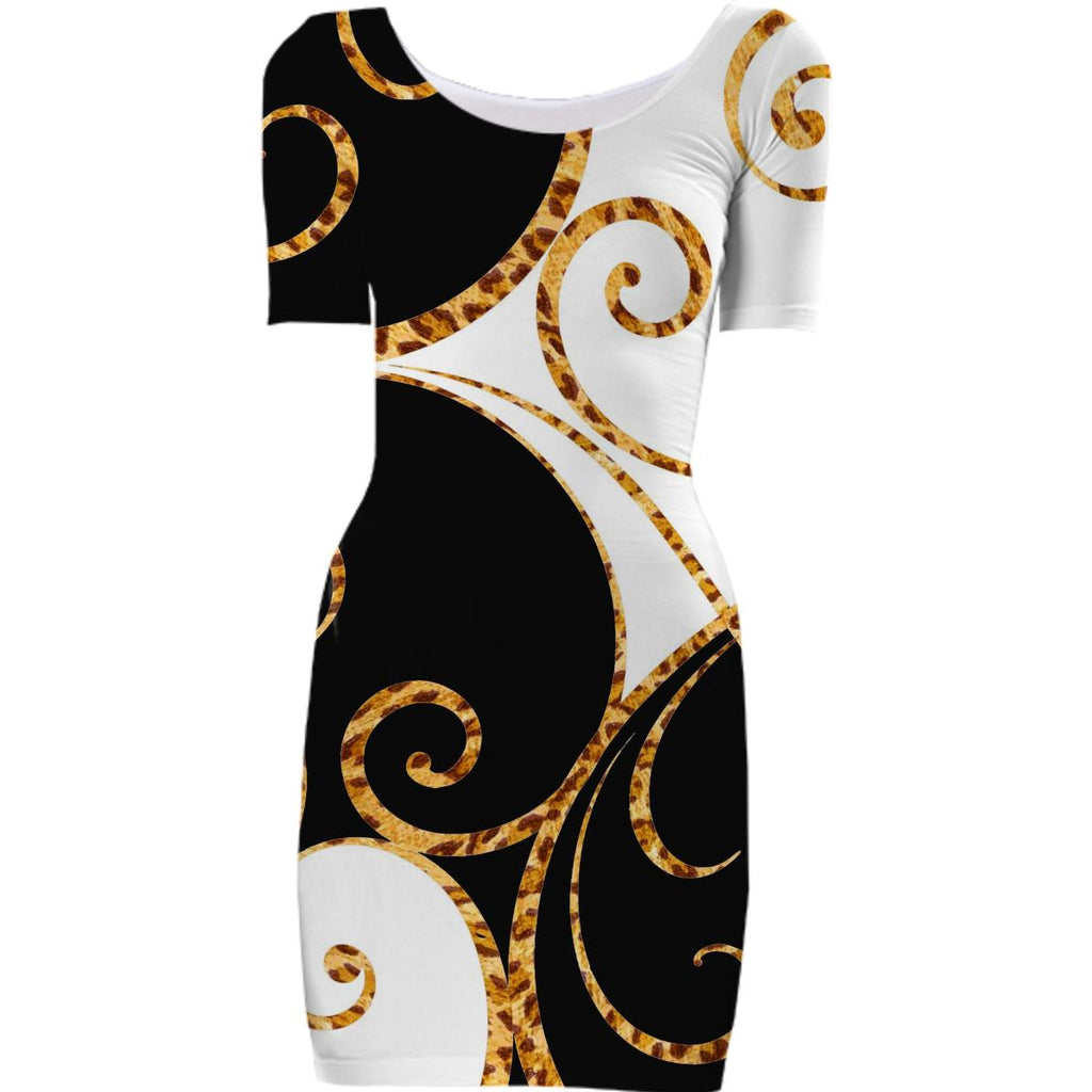 ArtyZen Studios Leopard Print Curves in gold layered on black and whit ...